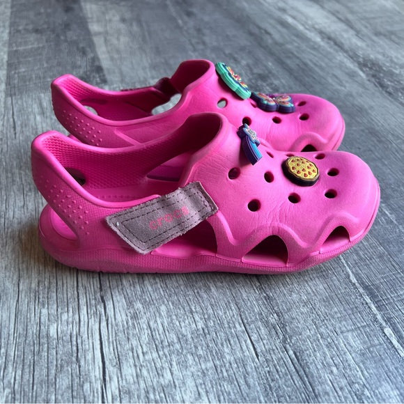 CROCS | Shoes | Crocs Sandals Pink Velcro Size J 2 | Poshmark